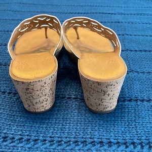 Clarks | Shoes | Clarks White Cork Wedge Sandals | Poshmark